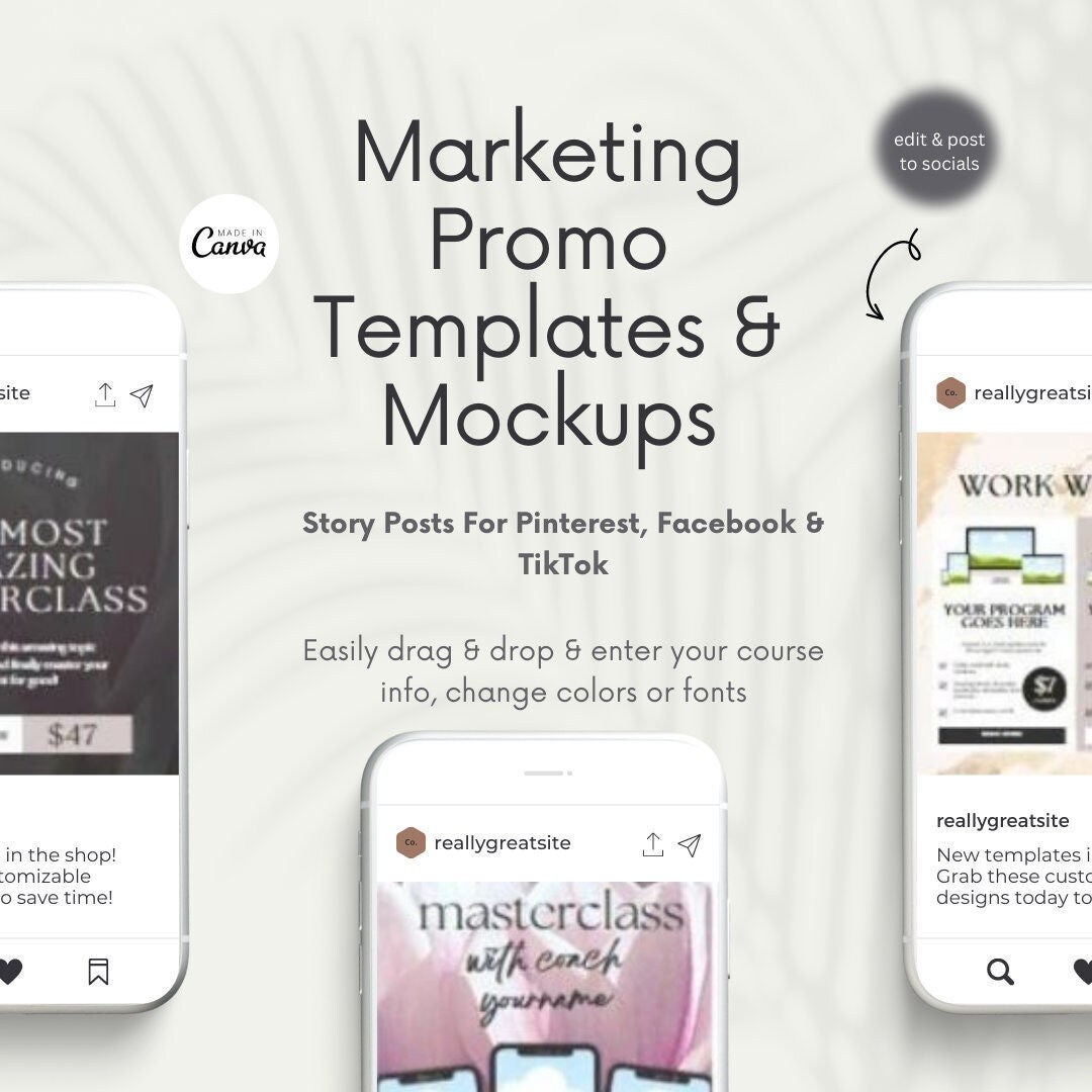 Pre Made Social Media Templates, Tiktok Mockups, Facebook Story ...