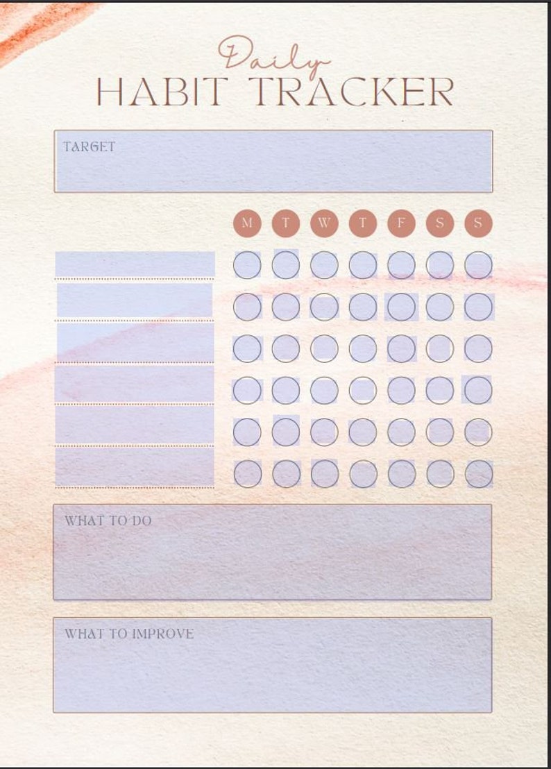 Daily Habit Tracker Worksheet Interactive Editable Fillable Etsy Daily Habit Tracker Worksheet Interactive Editable Fillable Etsy