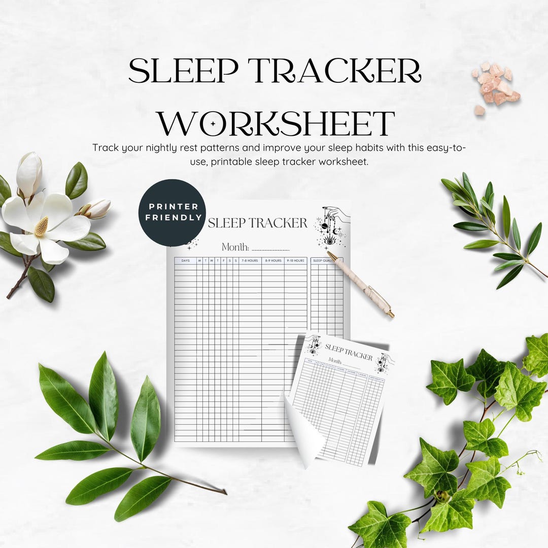 Printable Monthly Sleep Tracking Log Worksheet | Printer-friendly Sleep ...