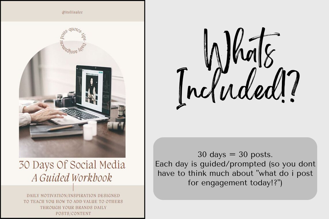 30 Days of Social Media Posts Pack-ebook, Guide, Workbook, Prompts, How ...