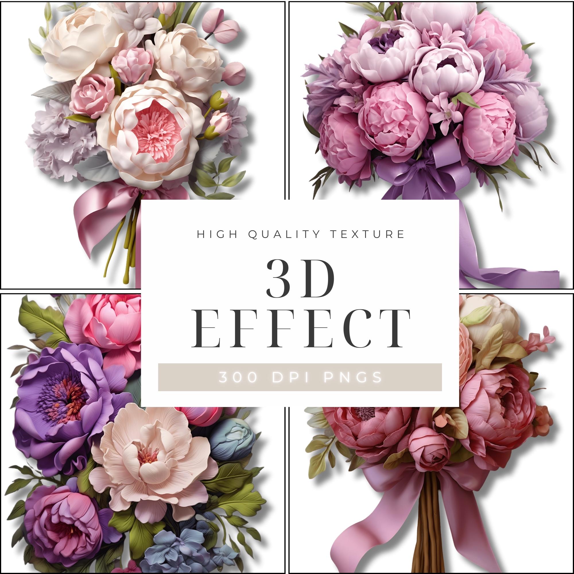 PLR 3D Realistic Texture Floral Clipart Bundle Pack, Pastel Color ...