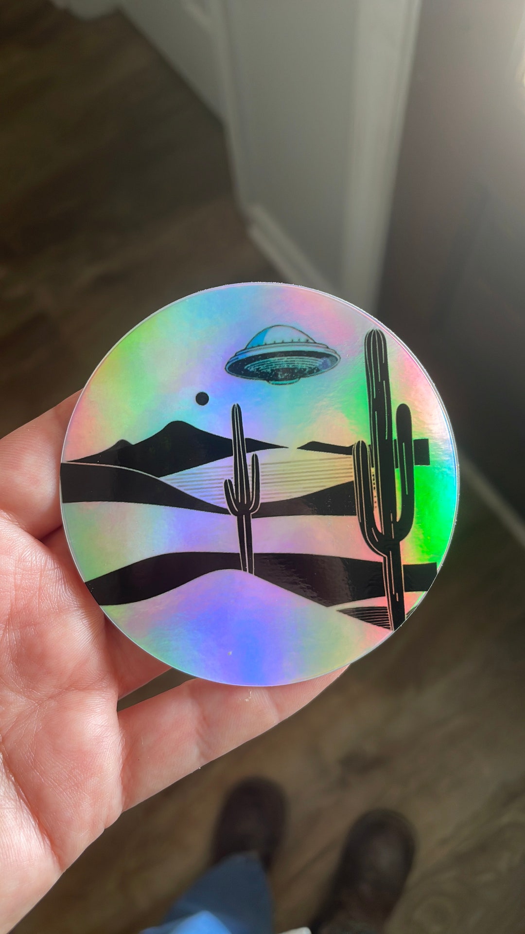 80s Retro UFO Desert Sticker - Etsy