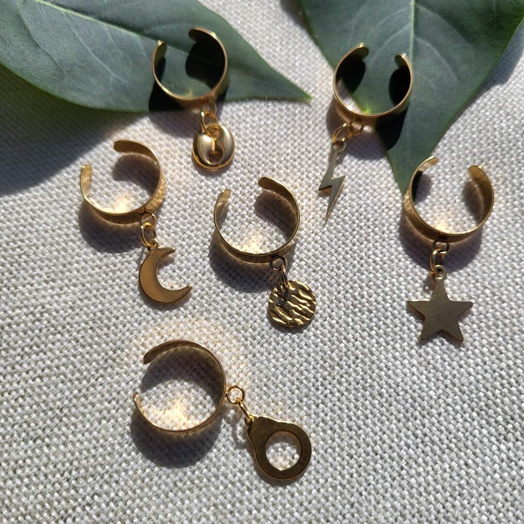 Stainless Steel Open Ring With Charm - Etsy