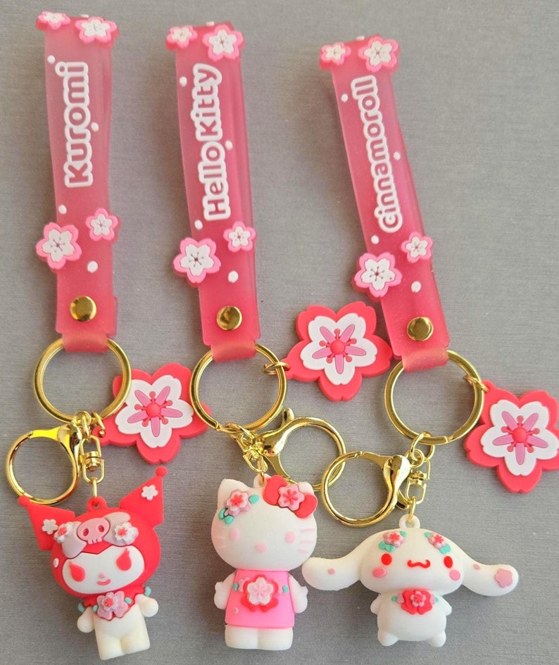 Sanrio Characters Cute Cherry Blossom Sakura Pink Rubber Keychain With ...