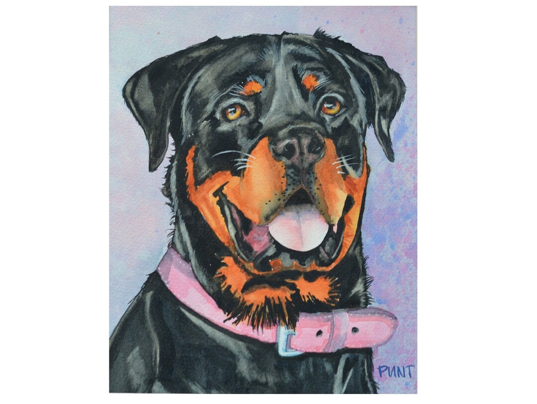Rottweiler Art Print, Watercolor Painting, Giclee Animal Print, Dog ...