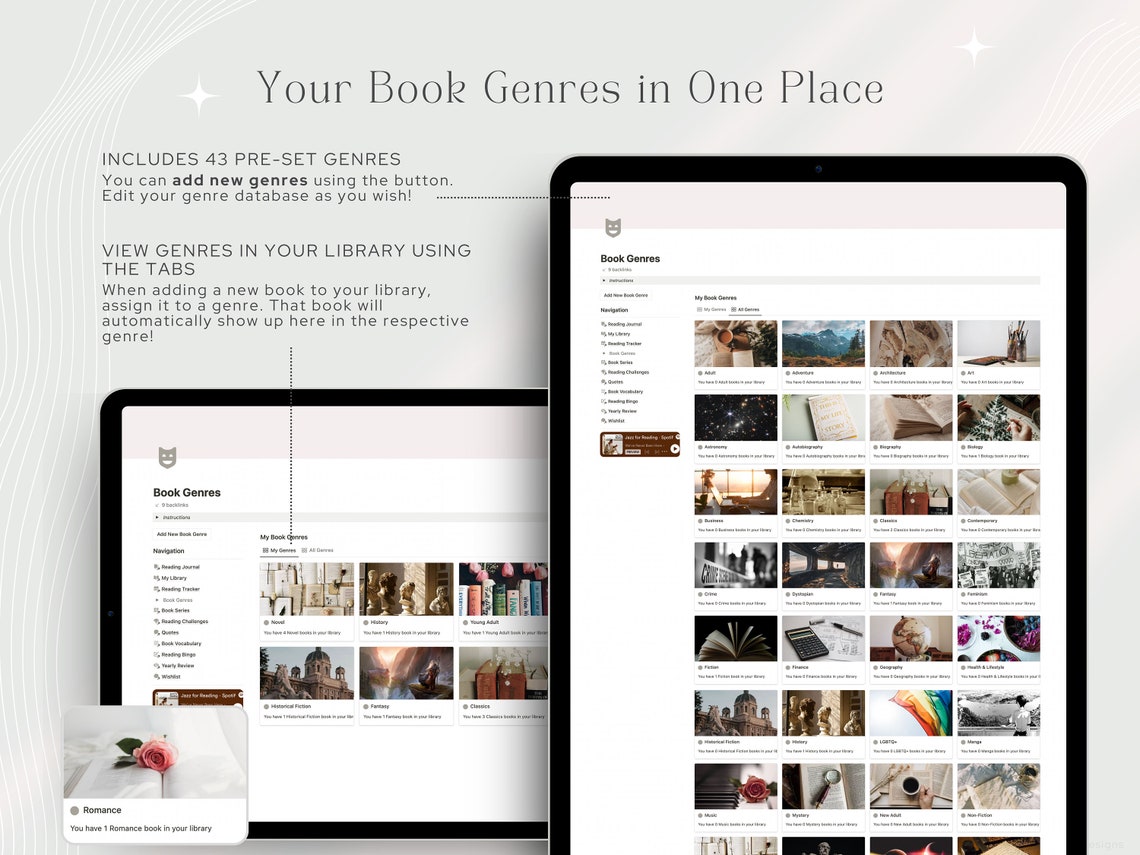 Notion Reading Journal Template Notion Reading Tracker - Etsy