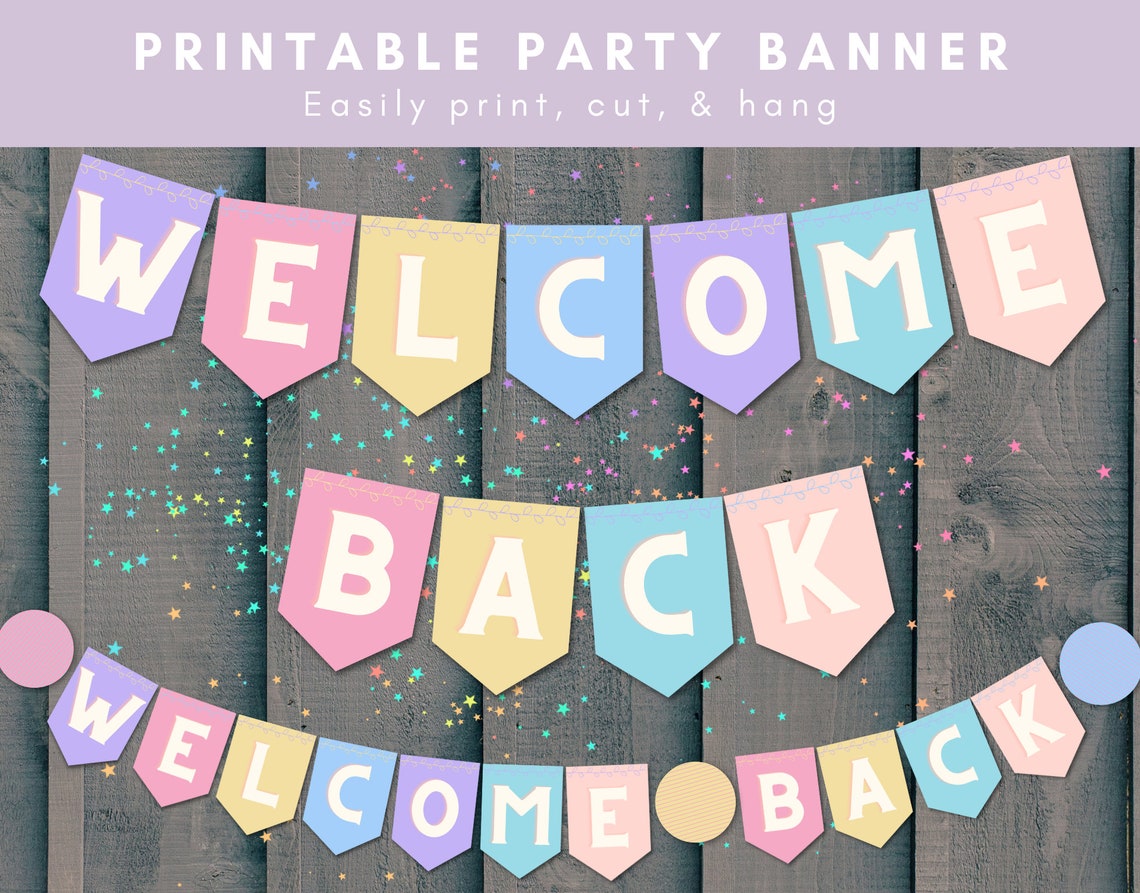 Printable Welcome Back Banner, Pastel Party Bunting, Easy Download - Etsy