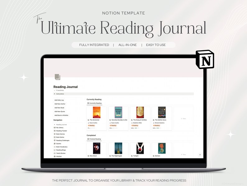 Notion Reading Journal Template, Notion Reading Tracker, Minimalist ...