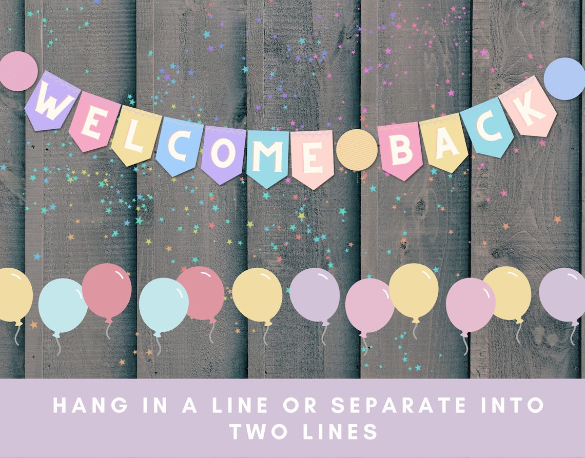 Printable Welcome Back Banner, Pastel Party Bunting, Easy Download - Etsy