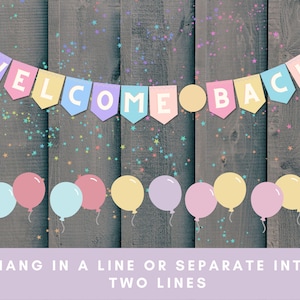 Printable Welcome Back Banner, Pastel Party Bunting, Easy Download - Etsy