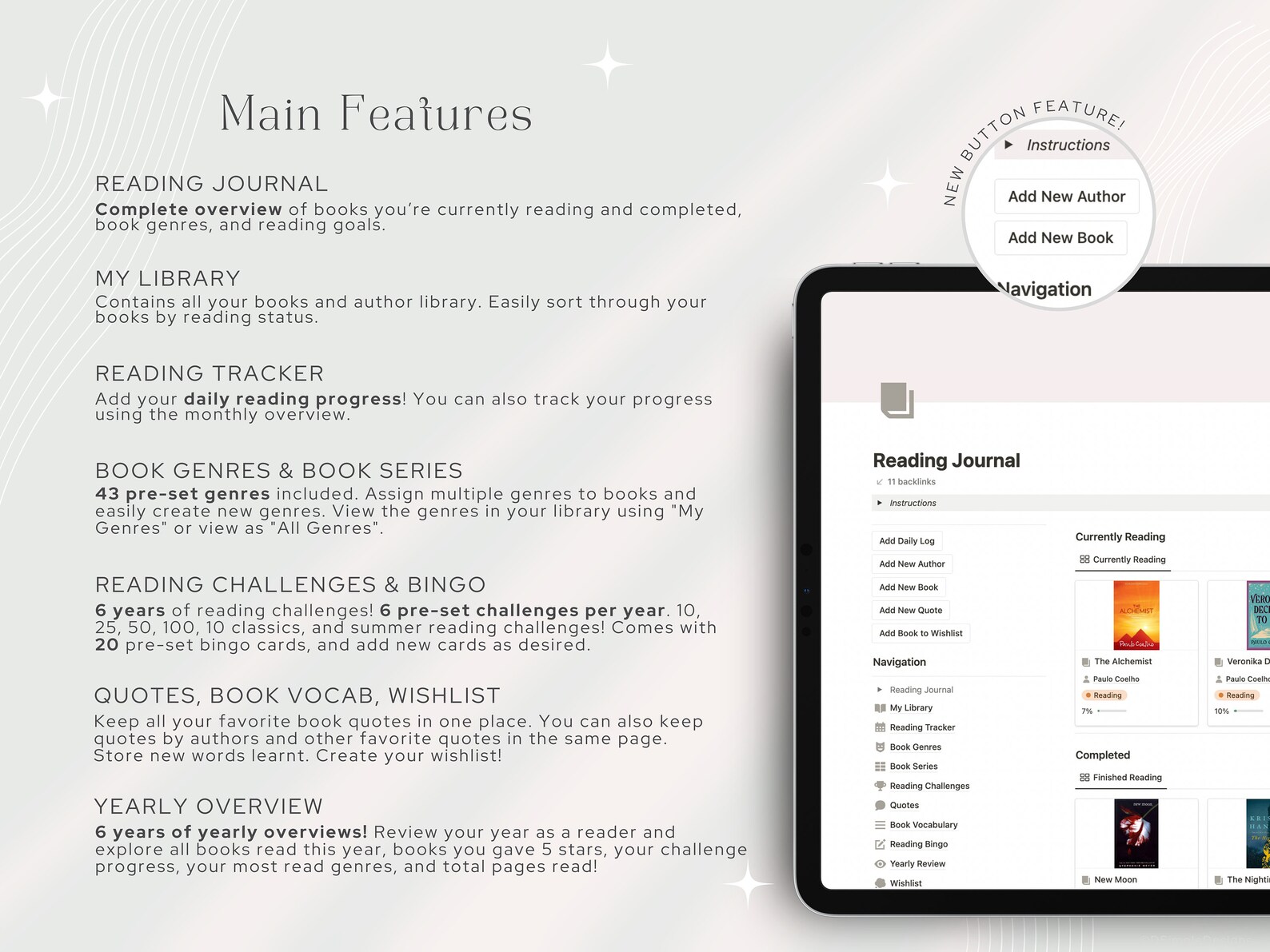 Notion Reading Journal Template, Notion Reading Tracker, Minimalist ...