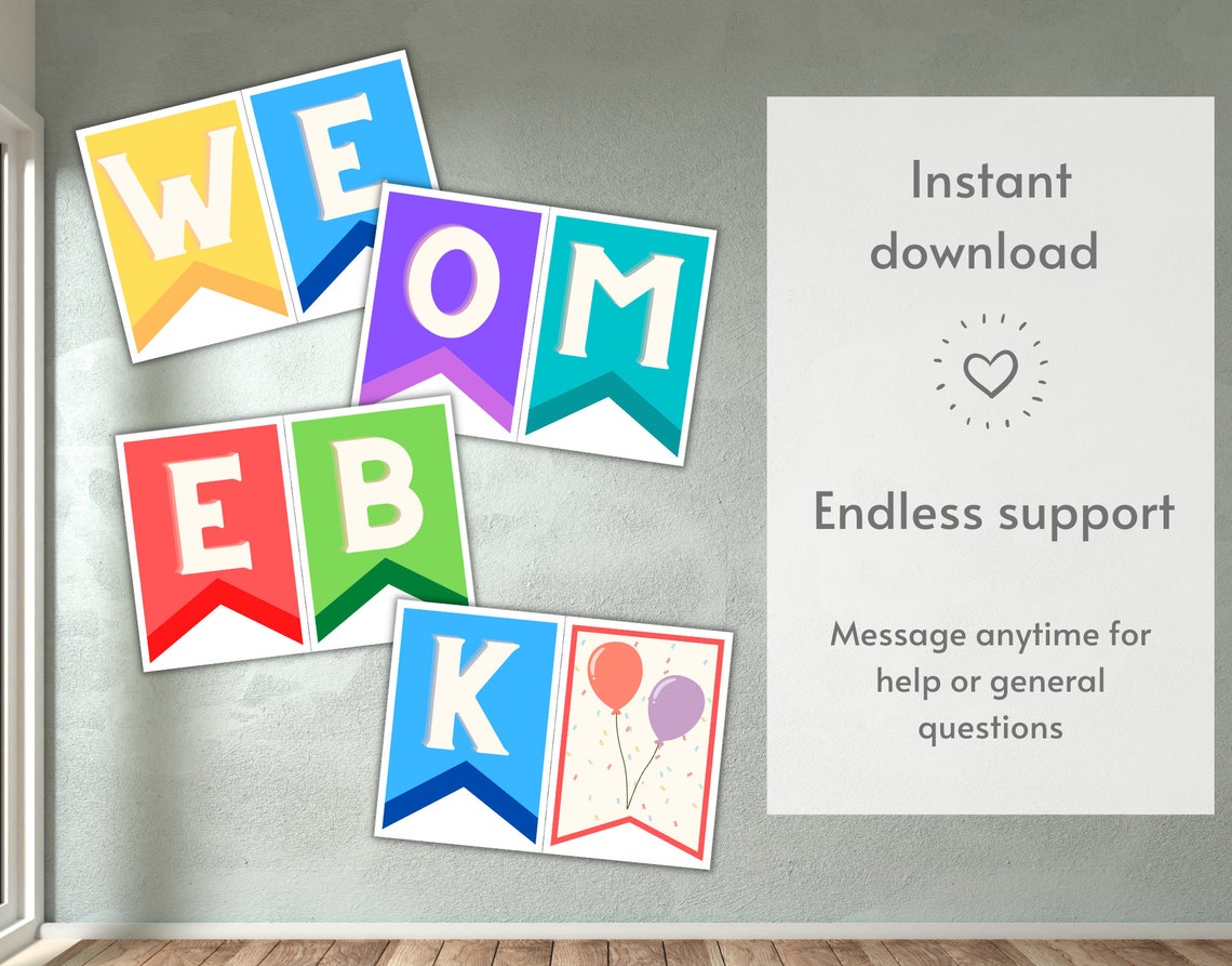 Printable Welcome Back Banner, Colorful Welcome Back Party Bunting - Etsy