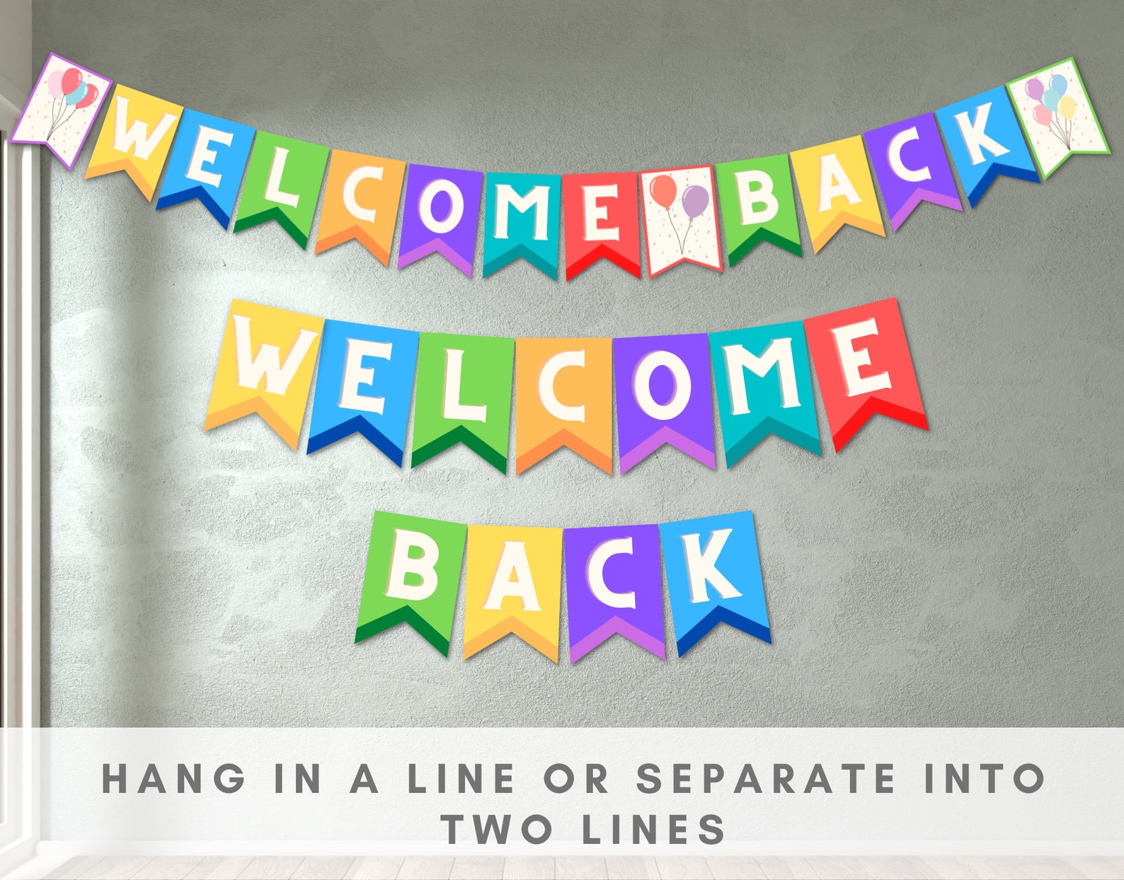 Printable Welcome Back Banner, Colorful Welcome Back Party Bunting - Etsy