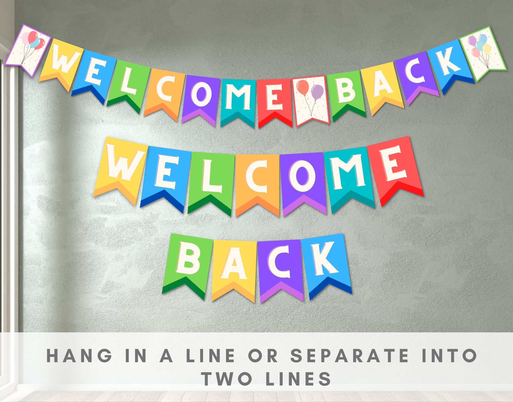 Printable Welcome Back Banner, Colorful Welcome Back Party Bunting - Etsy