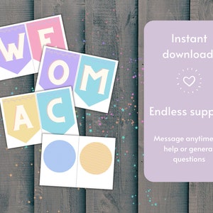 Printable Welcome Back Banner, Pastel Party Bunting, Easy Download - Etsy