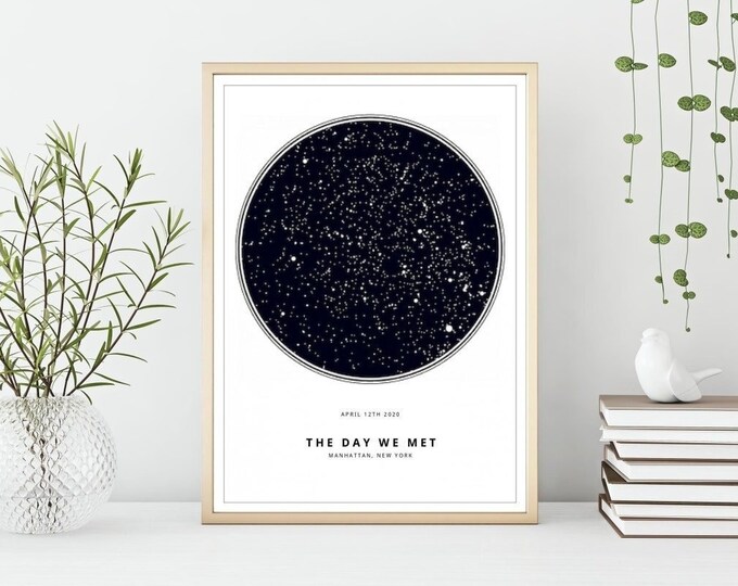 Custom Star Map Night Sky Print Framed Premium Paper or Digital ...