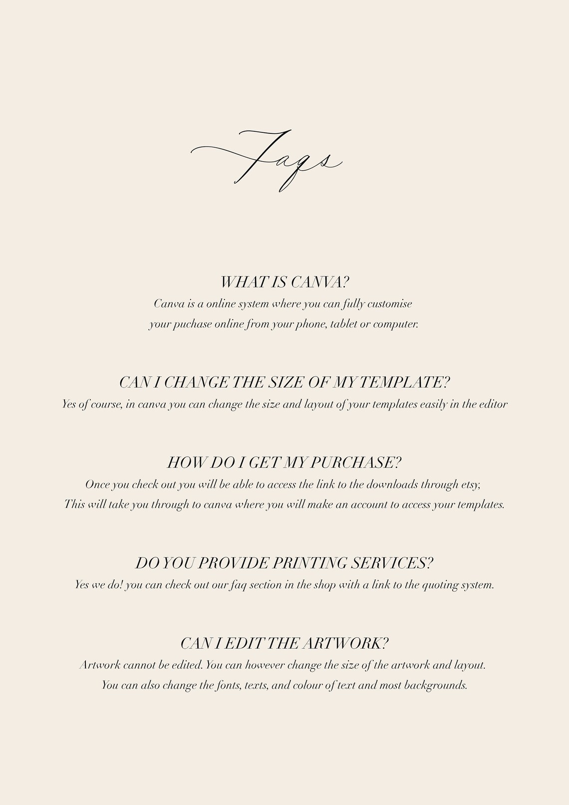 Cursive Script Editable Menu, Digital Download Wedding Menu ...