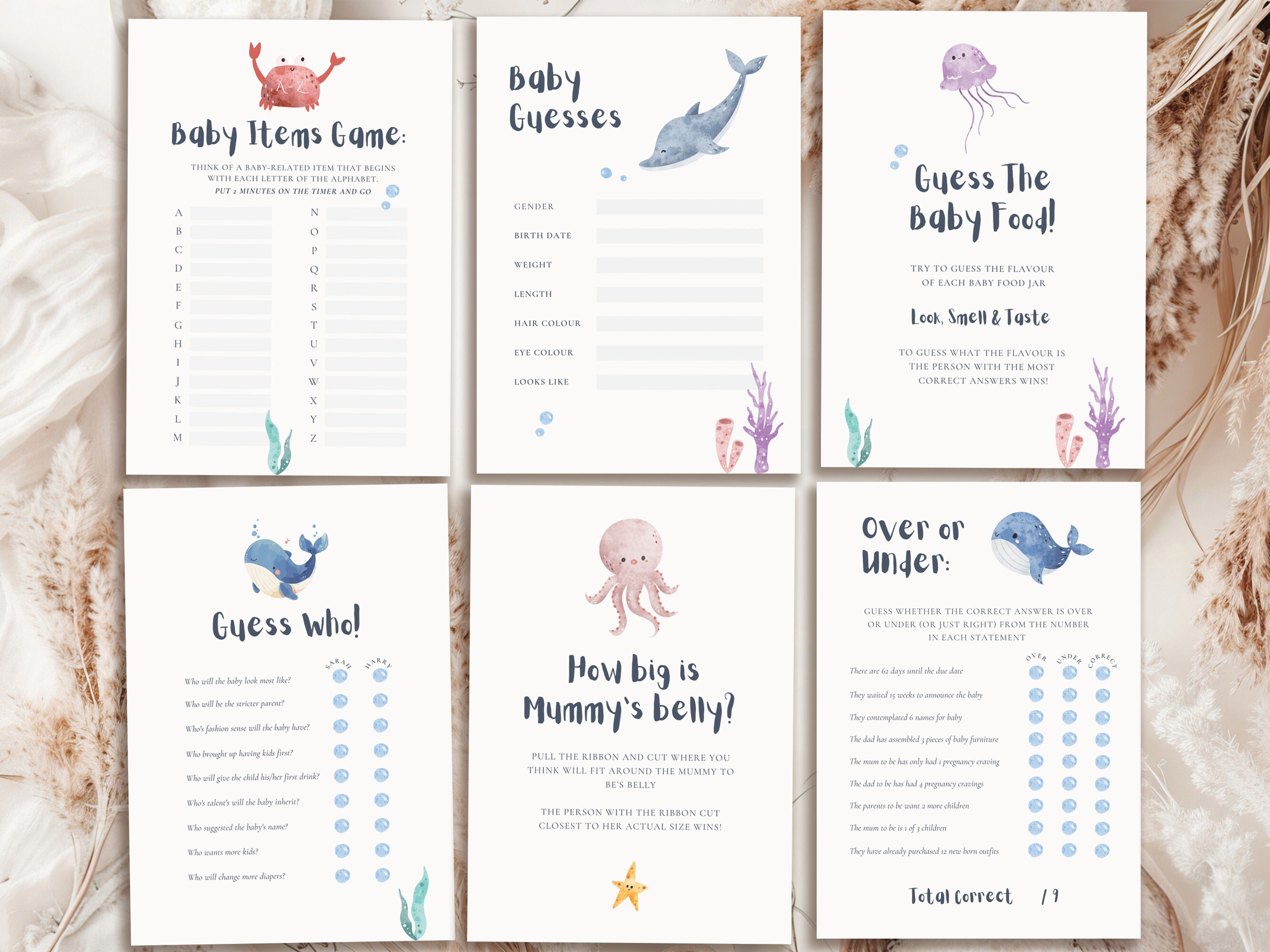 Under the Sea Theme Editable Digital Download Baby Shower Game ...