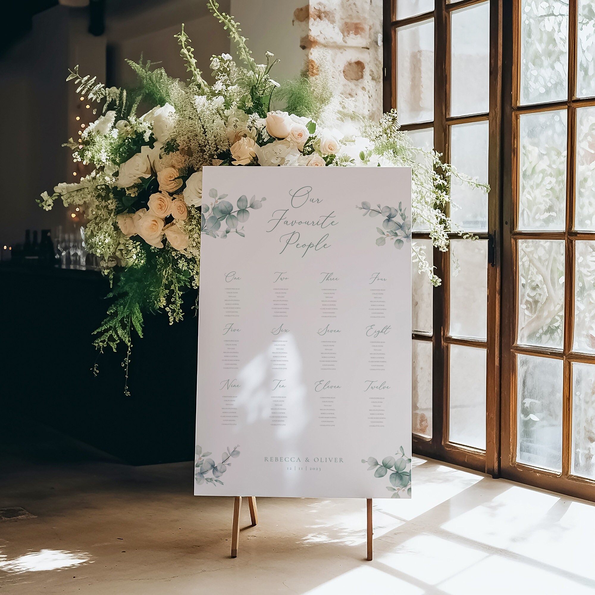 Eucalyptus Table Plan Editable Table Plan, Digital Download Wedding ...