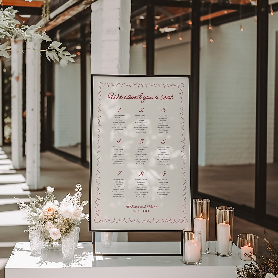 Cursive Script Editable Table Plan | Digital Download Wedding Table ...