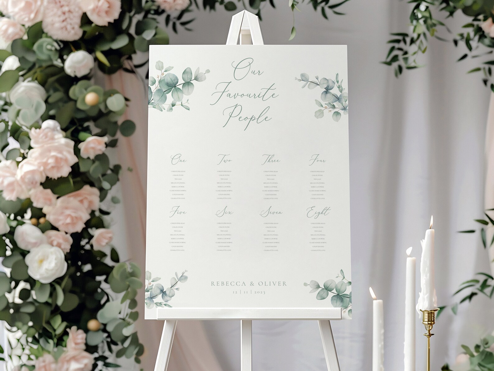 Eucalyptus Table Plan Editable Table Plan, Digital Download Wedding ...