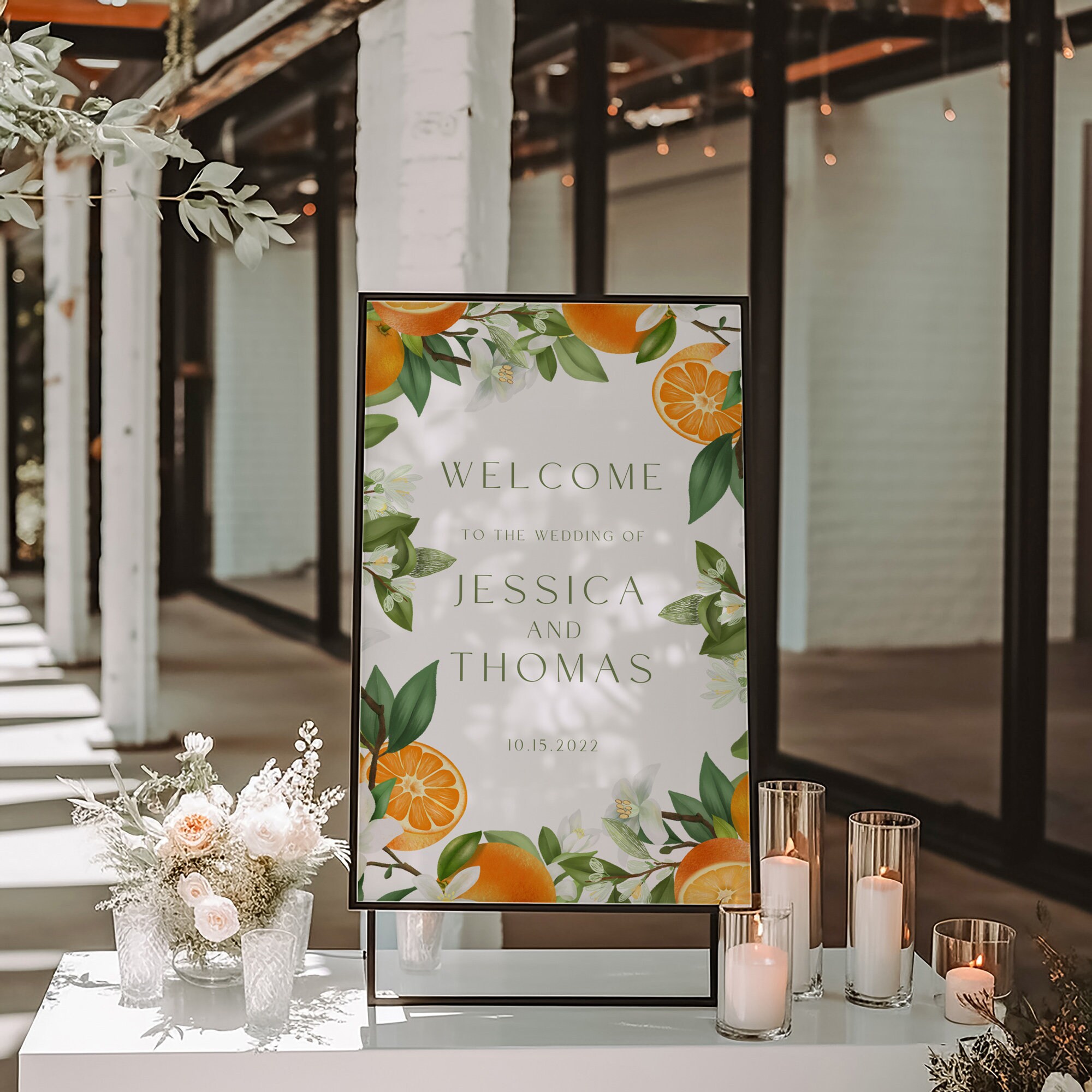 Orange Theme Editable Welcome Sign | Digital Download Wedding Welcome ...