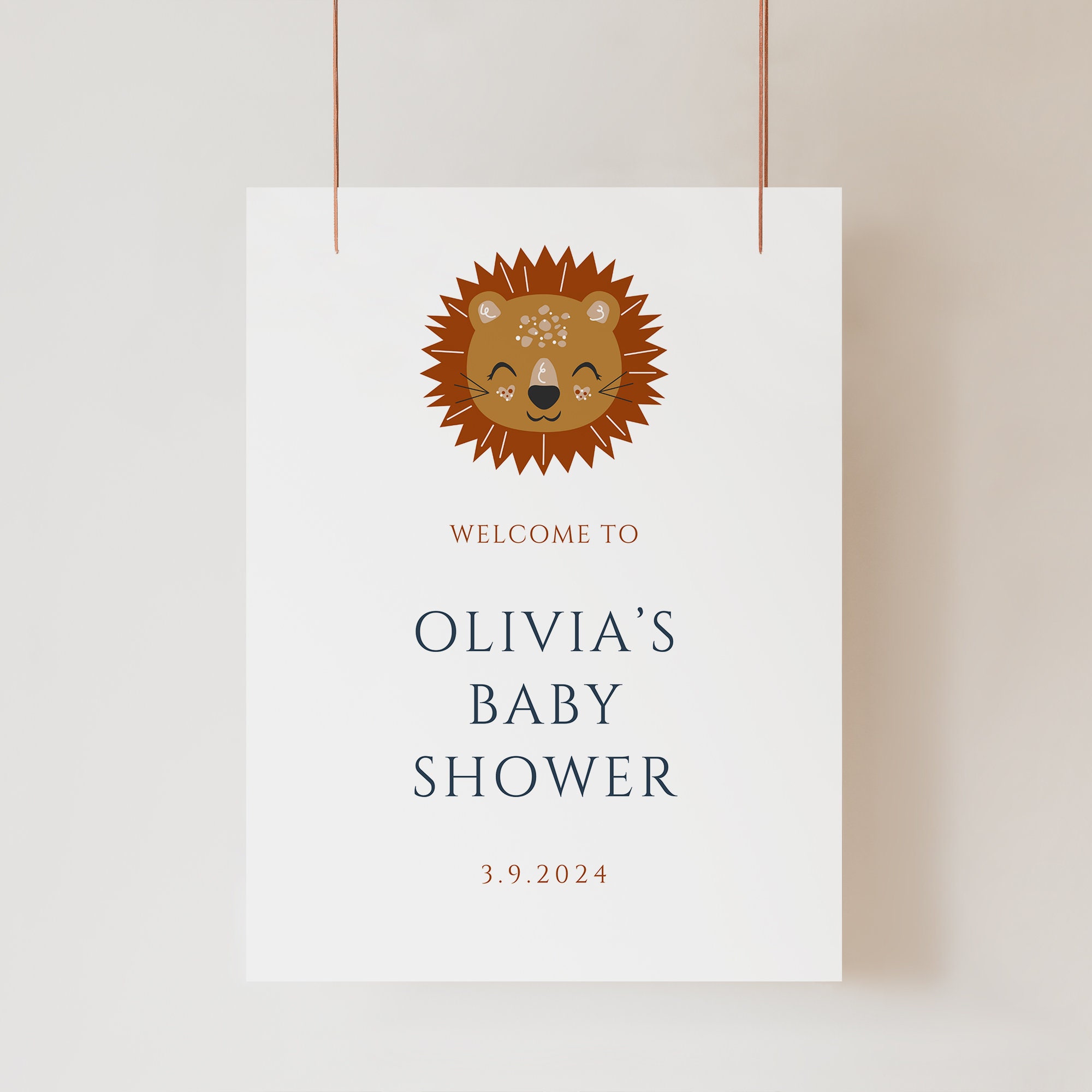 Lion Illustrated Editable Digital Download Event Welcome Sign, Digital ...