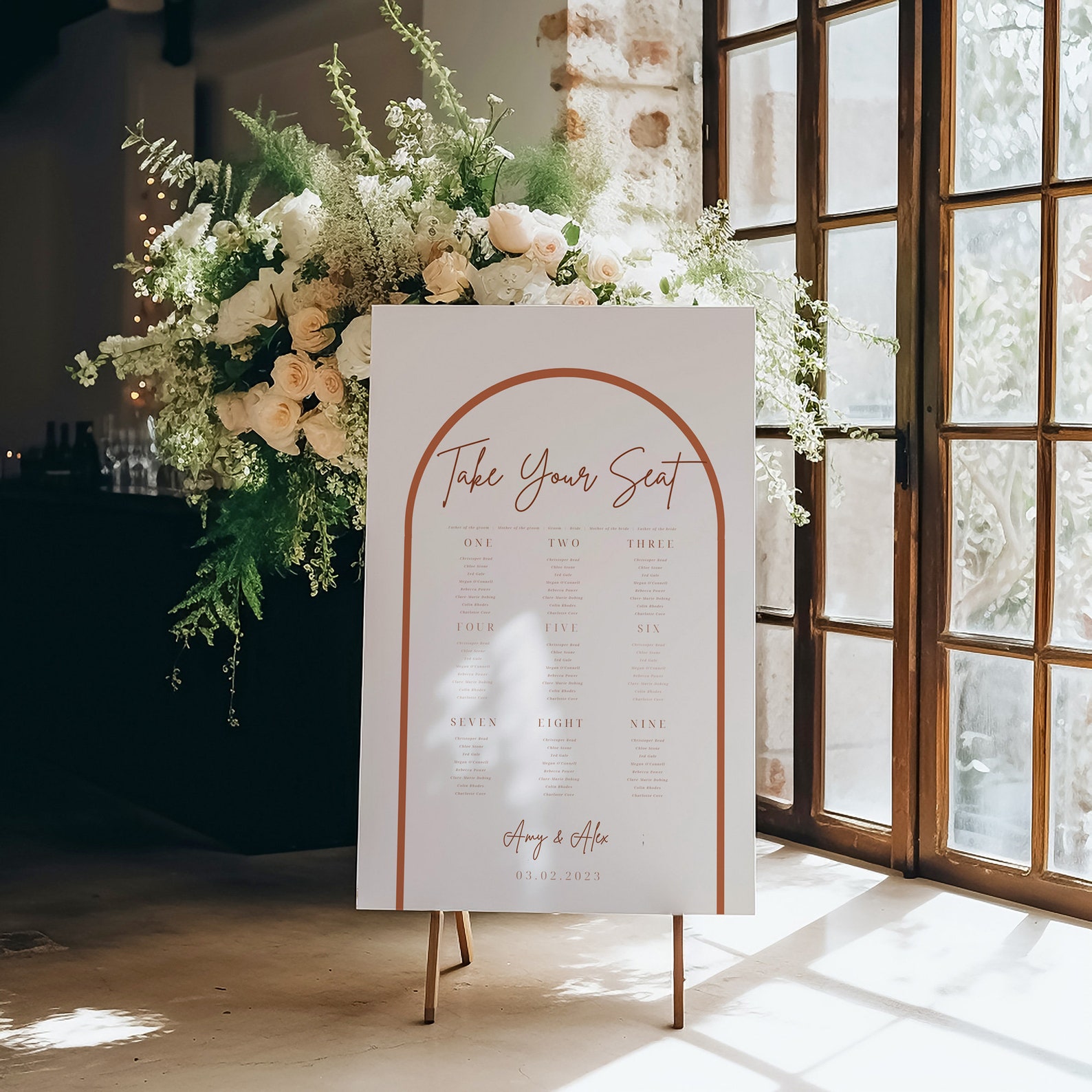 Arch Design Table Plan Editable Table Plan | Digital Download Wedding Seating Chart ...