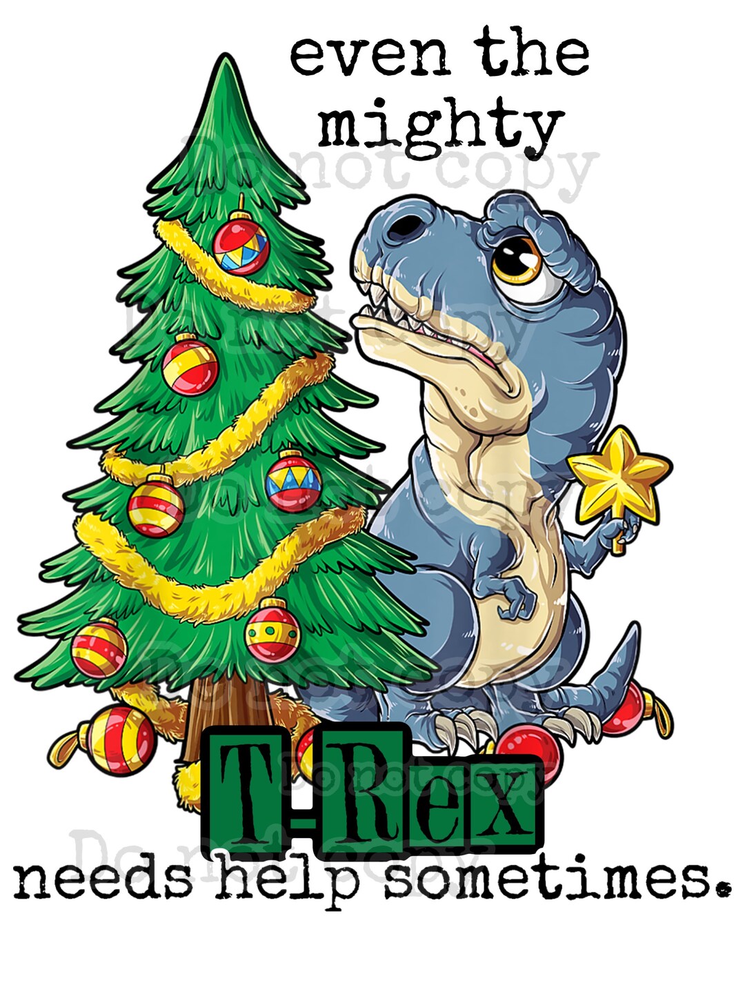 T Rex Dinosaur Christmas Tree High Resolution PNG Digital File ...