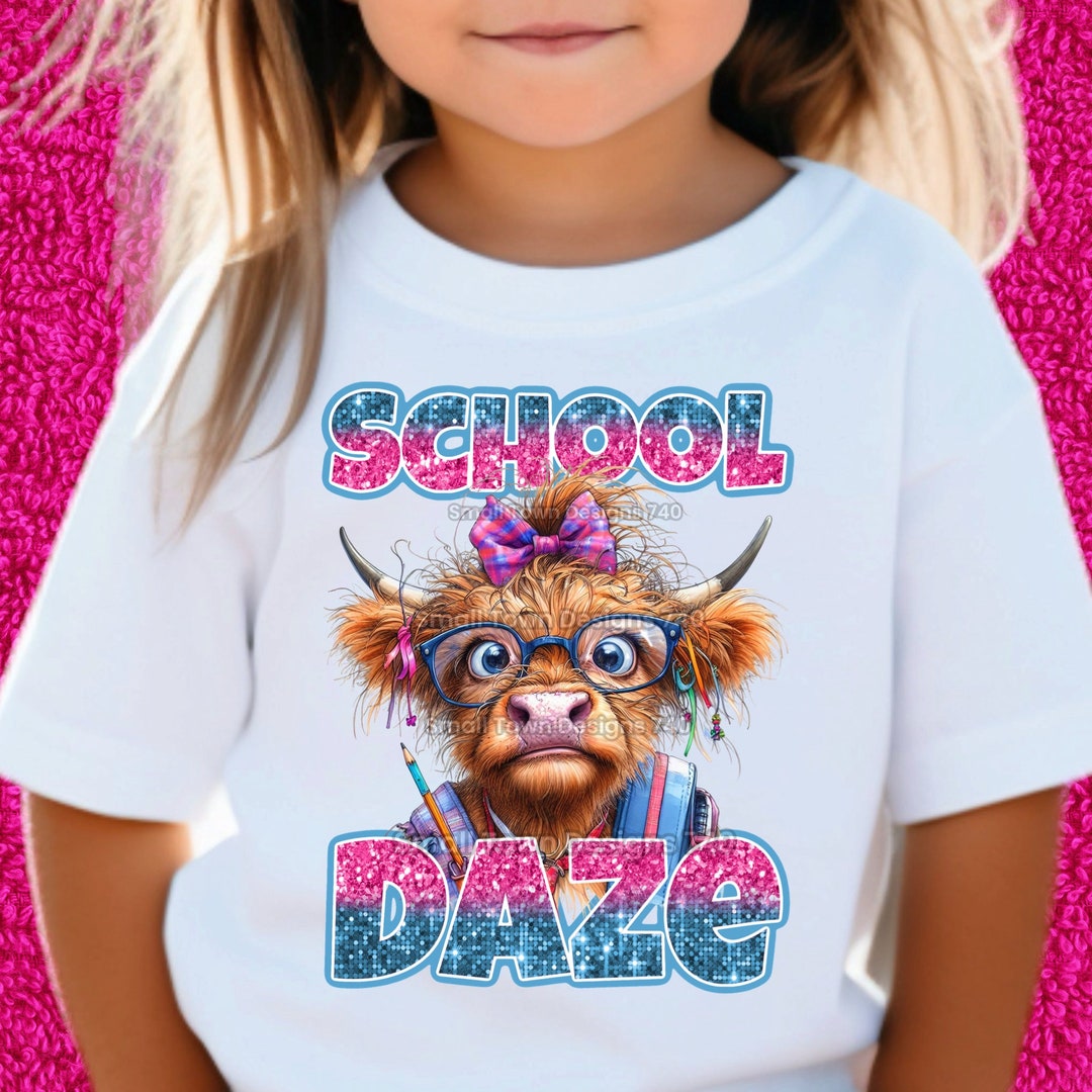 School Daze Highland Heifer Cow - High Resolution PNG Digital Design ...