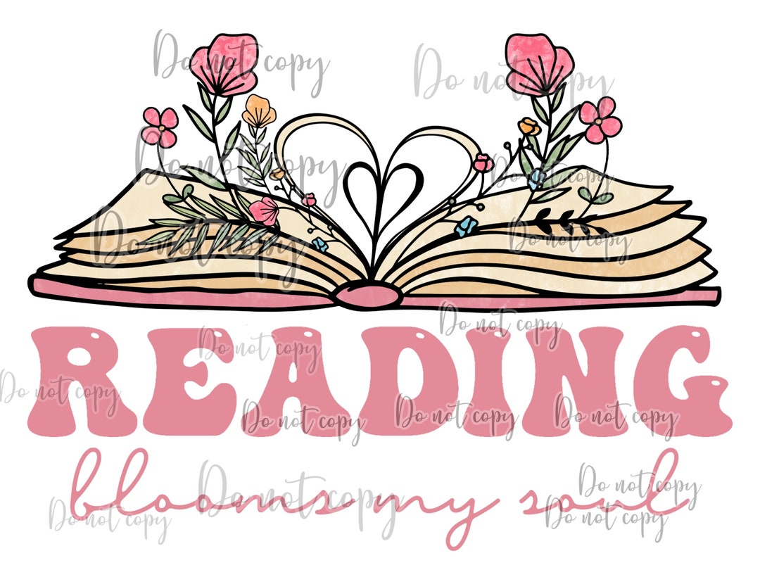 Reading Blooms My Soul Pink Vintage Retro Books Pages Floral Art ...