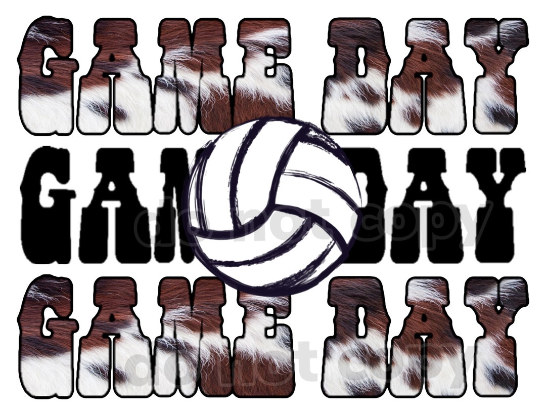 Game Day Stacked Cow Print Animal Volleyball Retro Groovy High ...