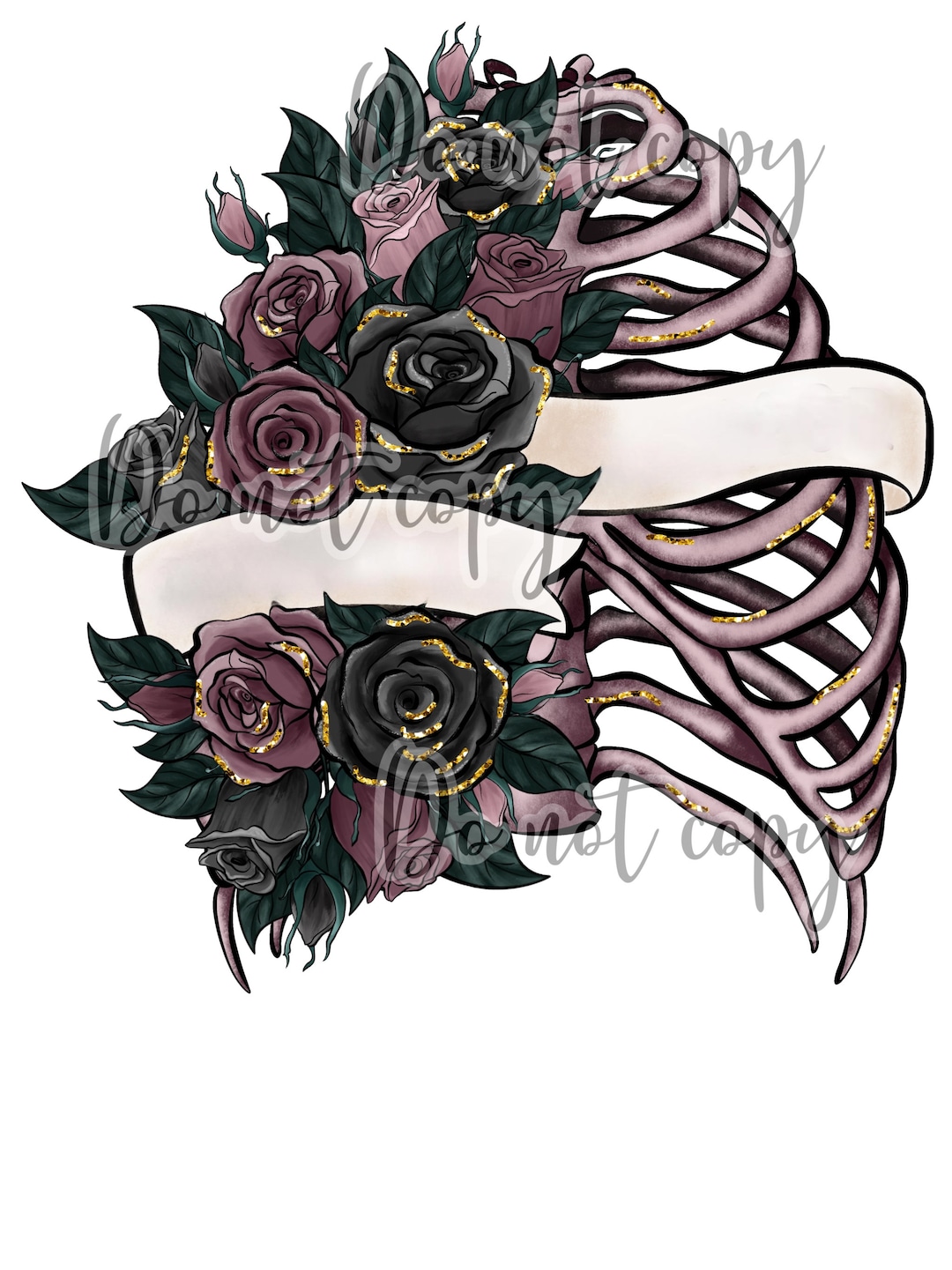 Roses Skeleton Rib Cage Lungs High Resolution Empty Banner Your Text ...