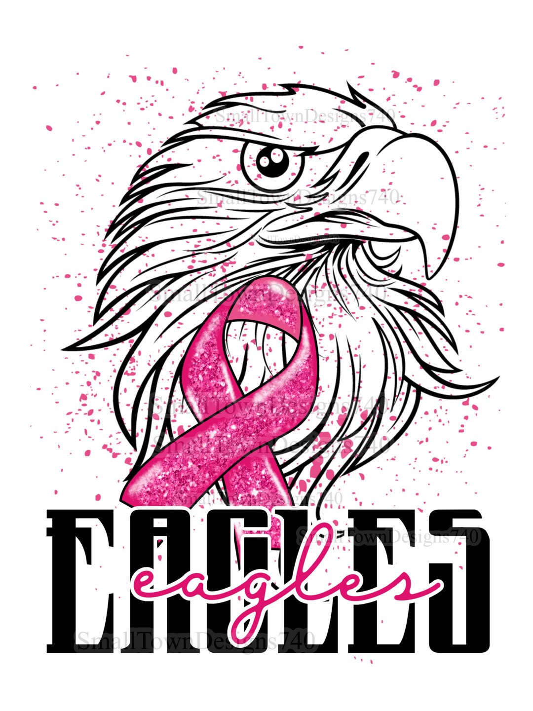 Eagles School Mascot Awareness Pink Glitter High Resolution PNG Digital ...