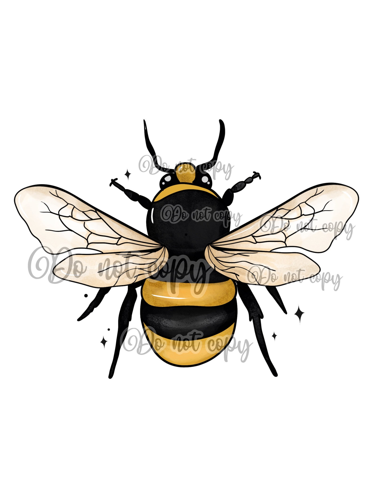 Cute Hand Drawn Bee Black Yellow Digital Art High Resolution PNG ...