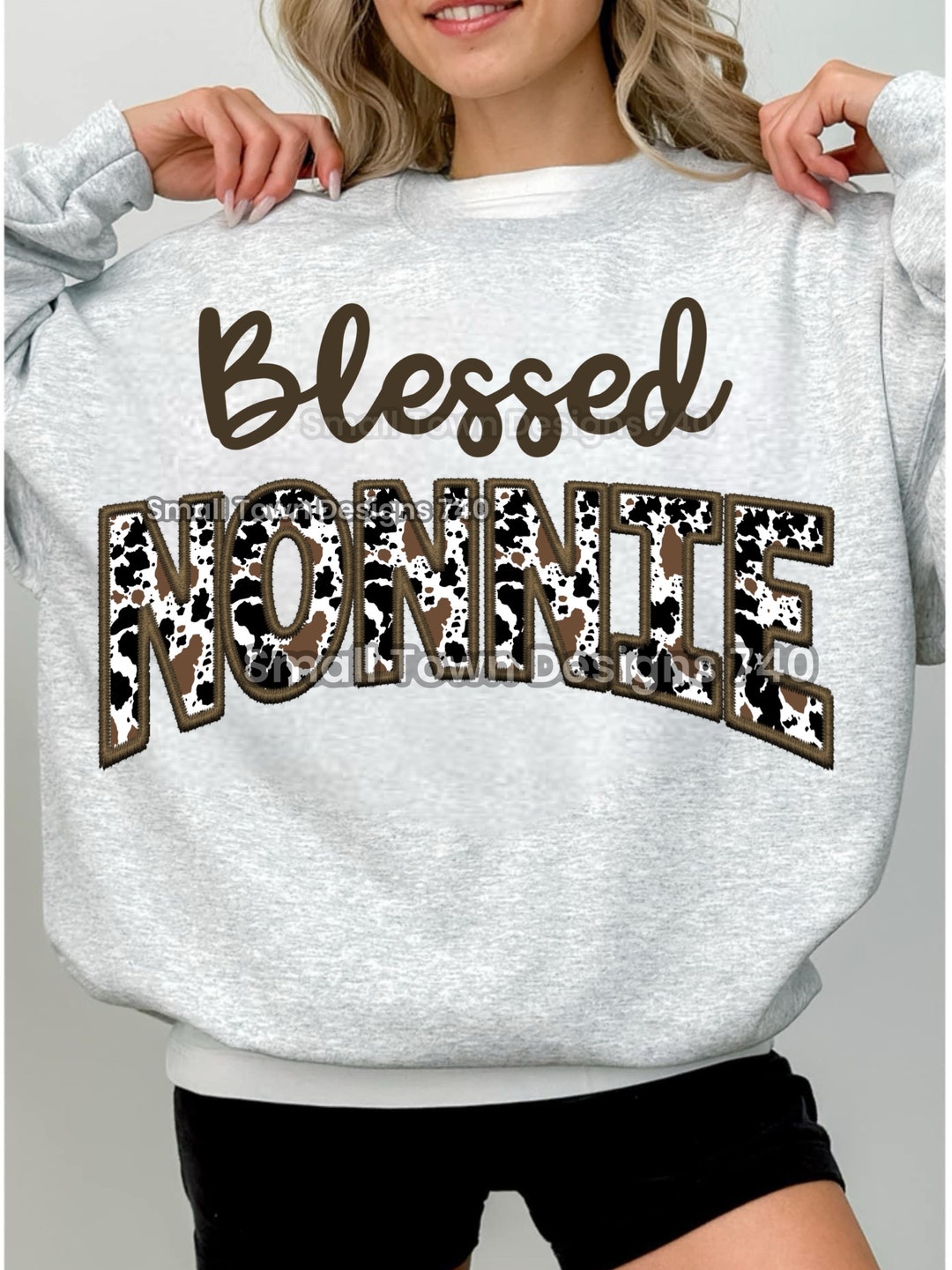 Blessed Nonnie - Faux Embroidery - Cow - High Resolution PNG Digital ...