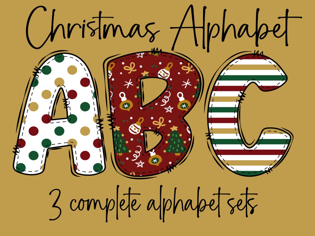 3 Complete Christmas Alphabets - High Resolution PNG Digital File ...