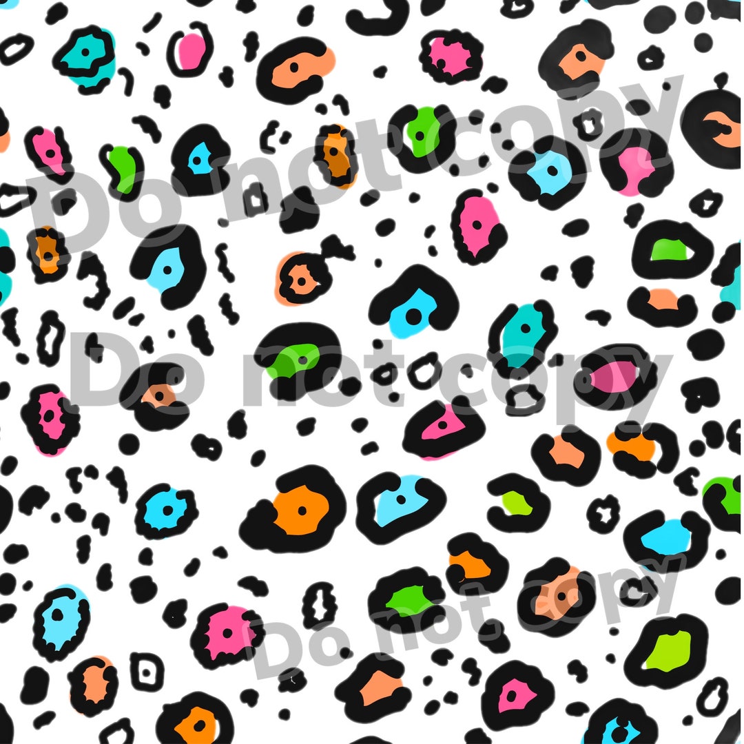 Rainbow Colorful Neon Bright Cheetah Digital Paper Transparent ...