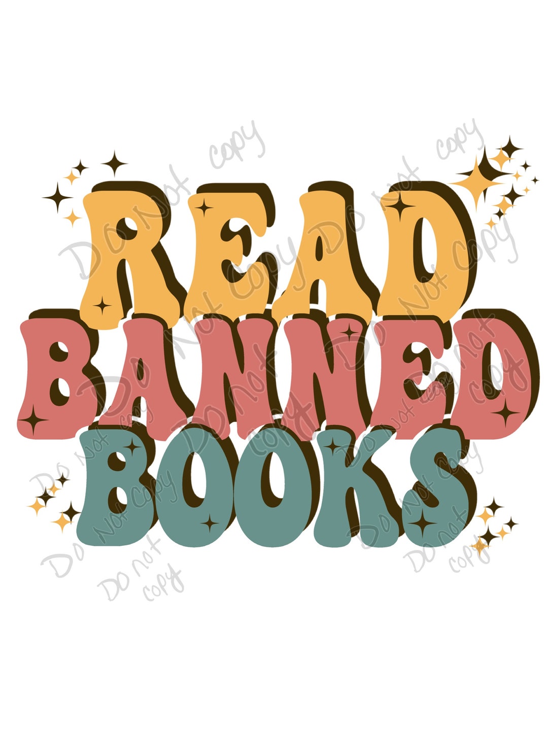 Read Banned Books High Resolution PNG Digital Design File Retro Groovy ...