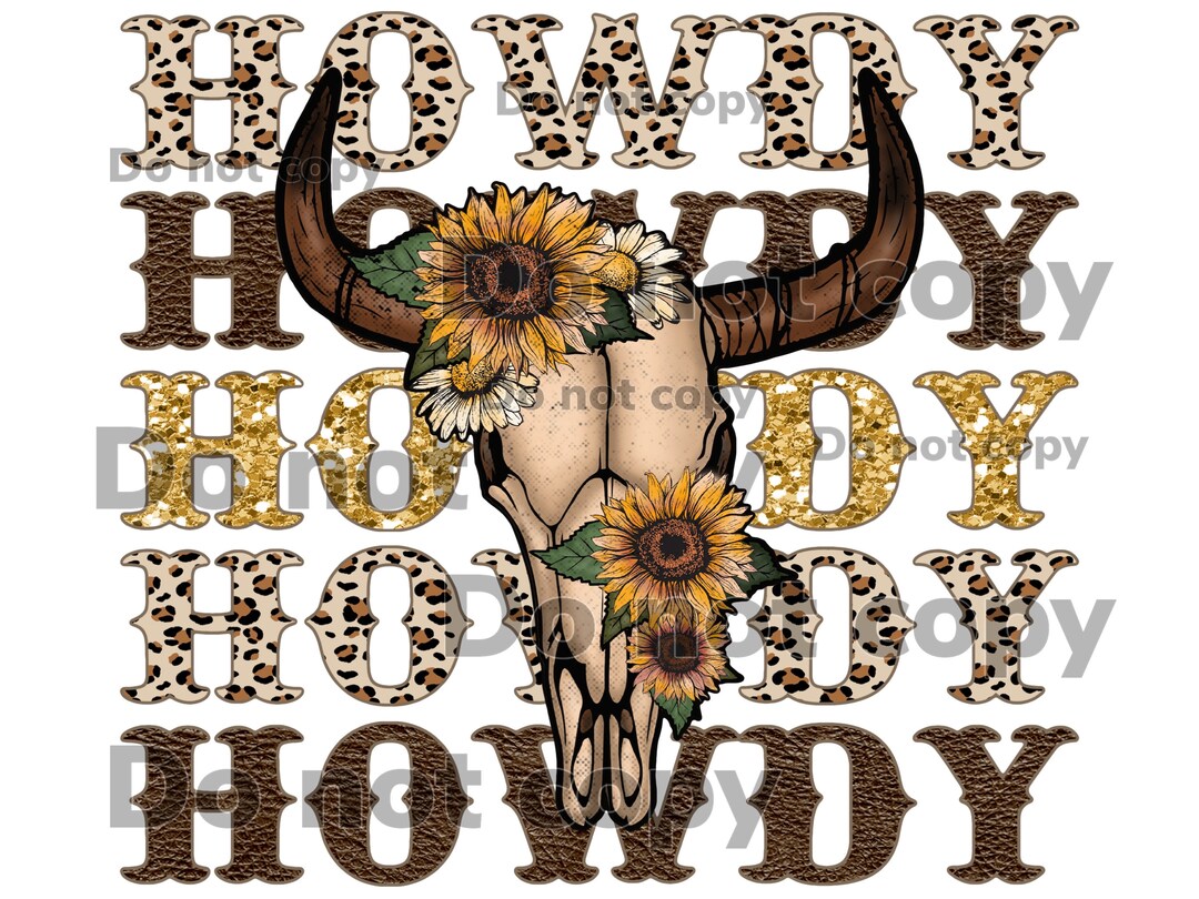 Howdy Country Western Stacked Sunflower Leather Cheetah Glitter Cow ...