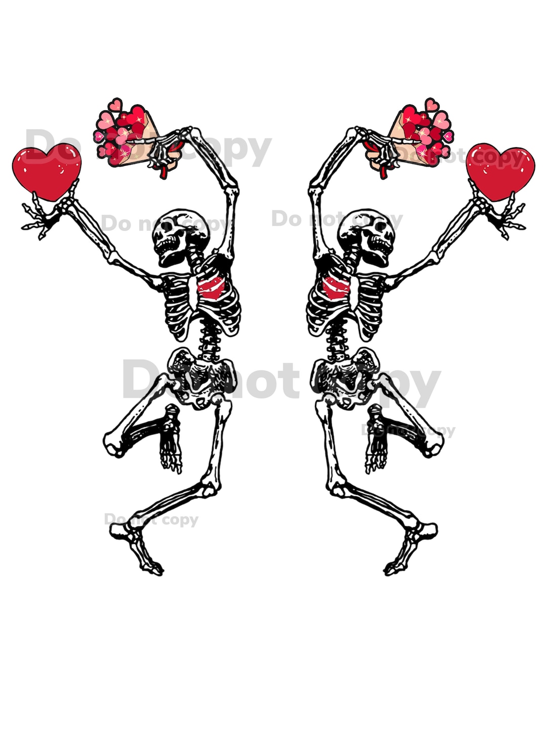 Dancing Skeleton Hearts Heart Red Valentine High Resolution, PNG ...