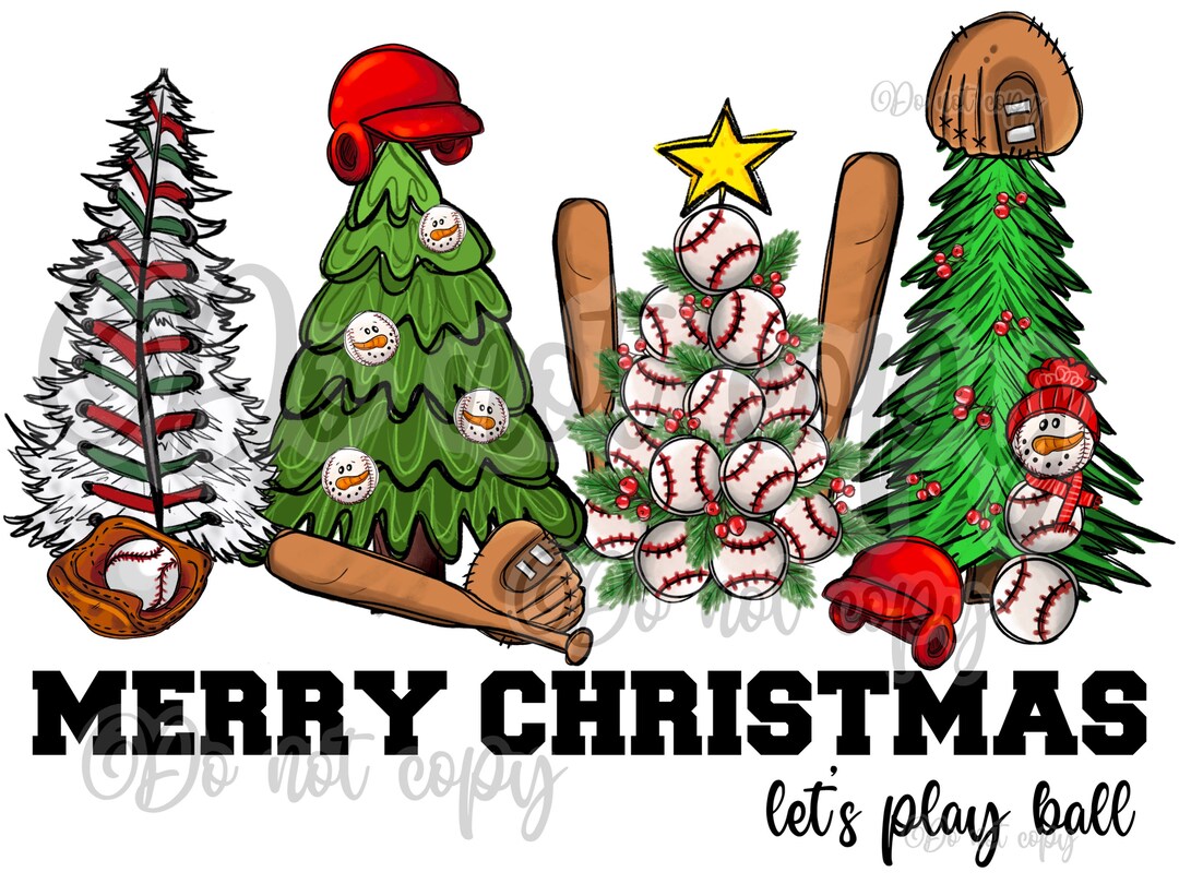 Merry Christmas Let’s Play Ball Baseball PNG High Resolution Digital ...