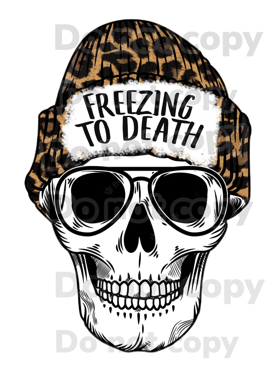 Freezing to Death Cheetah Print Bundle Beanie Skull Skeleton Head With ...