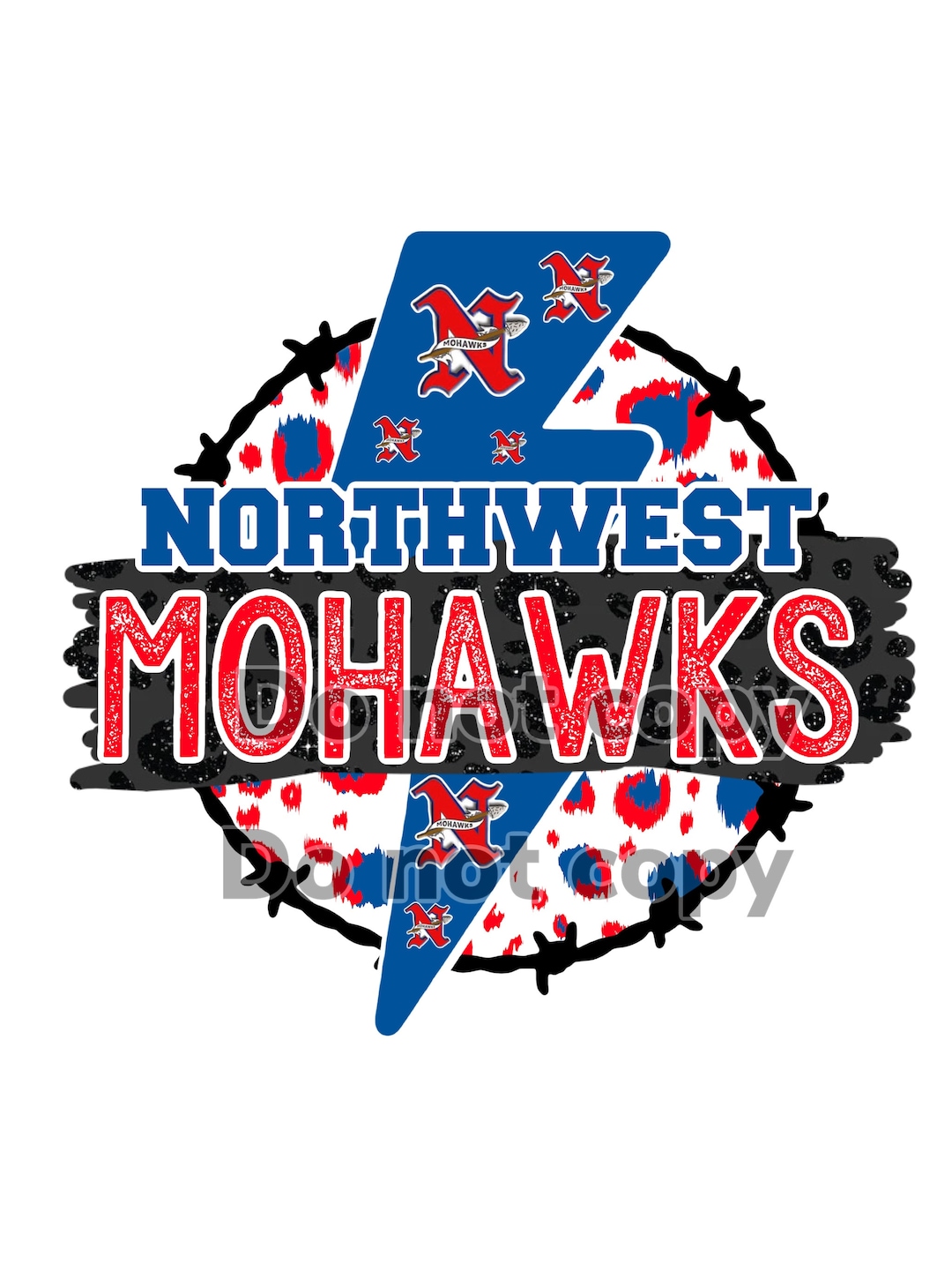 Northwest Mohawks Digital Design Png Circle Cheetah Red Blue - Etsy