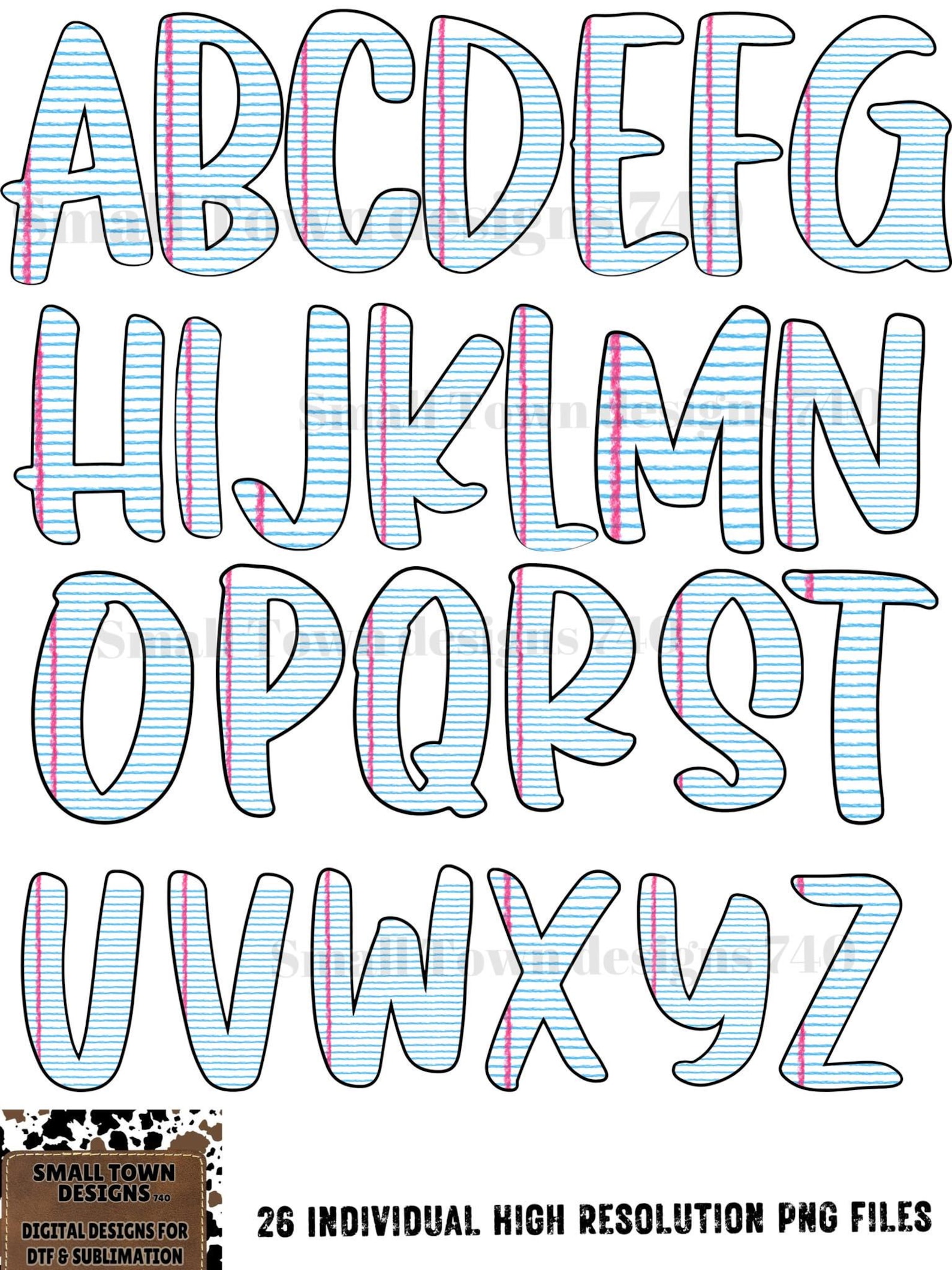 School Themed Complete Alphabet Bundle With Clipart - High Resolution ...