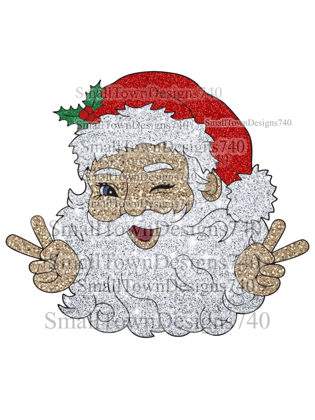 Glitter Santa High Resolution PNG Digital Design Sublimation DTF & More ...