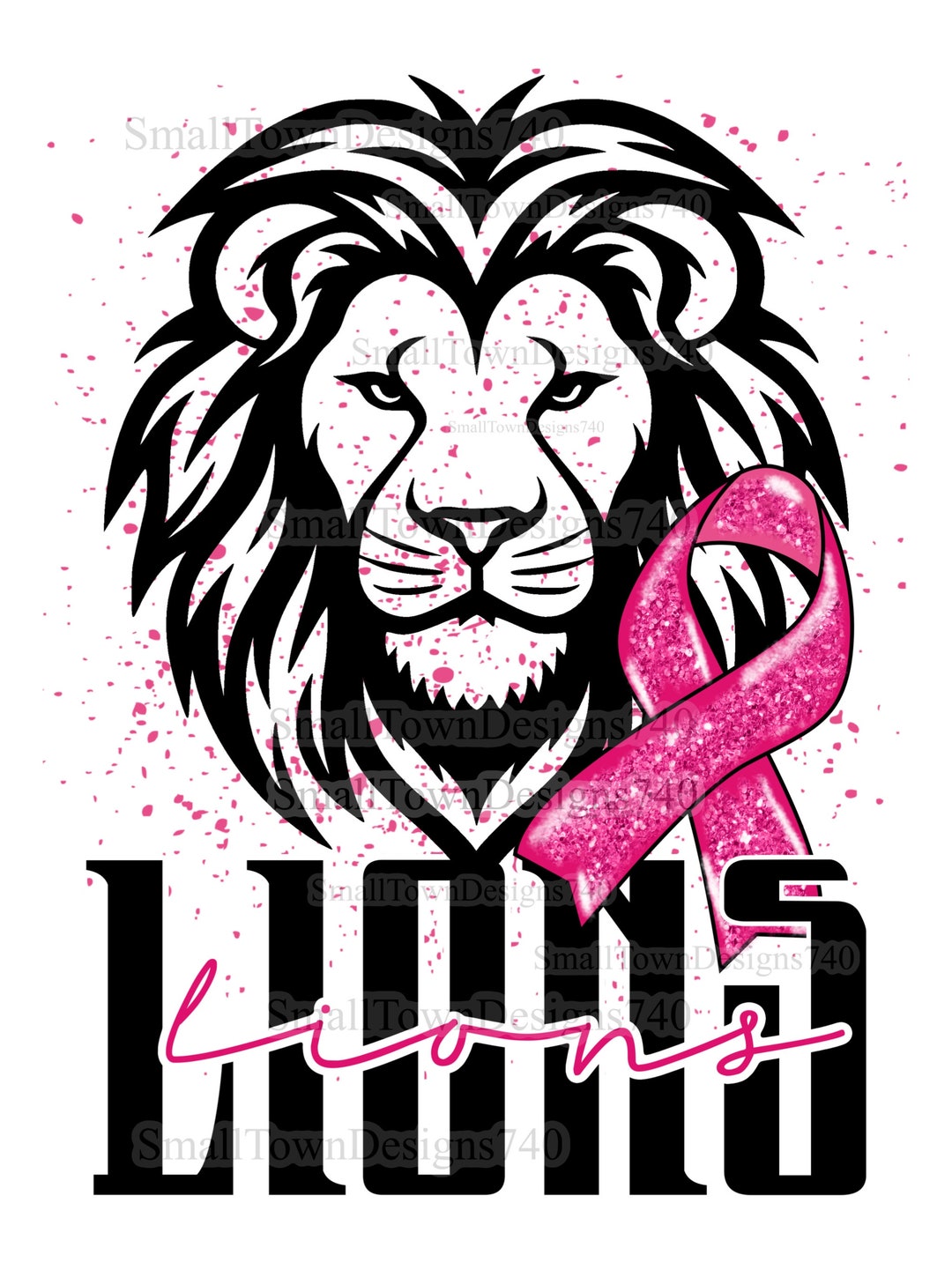 Lions Pink Glitter Awareness Splatter School Mascot High Resolution PNG ...