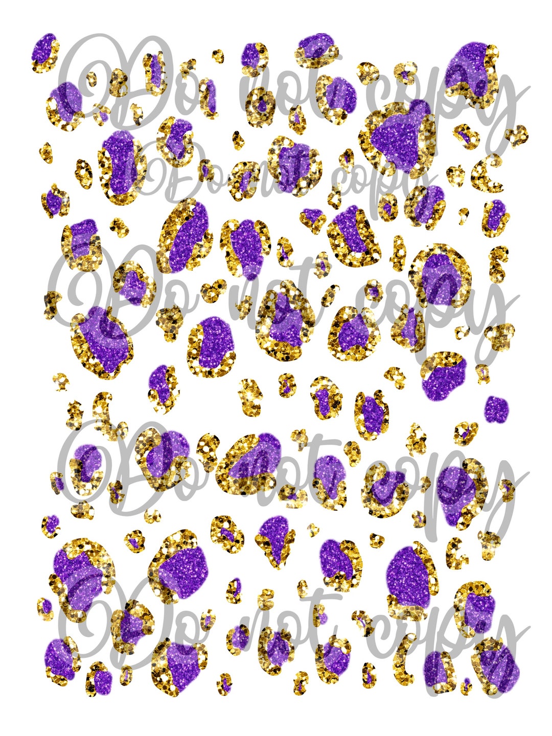 Purple and Gold Glitter High Resolution PNG Hand Drawn Cheetah Leopard ...