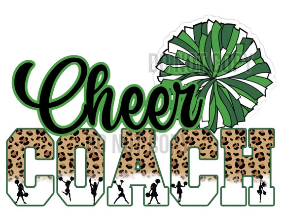 Cheer Coach Split Cheetah Green Pom Pom High Resolution PNG - Etsy
