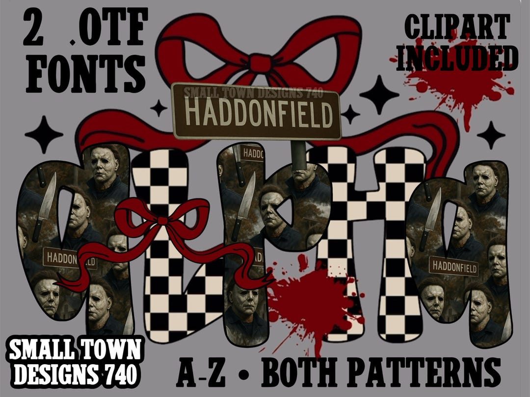 Halloween Horror 2 .OTF Fonts TYPEABLE Alpha - With Clipart - Checkered ...